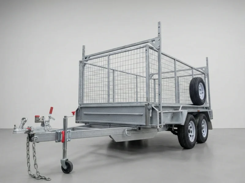10x5 Tandem Axle Galvanised Cage Trailer for Sale with Ladder Racks ...
