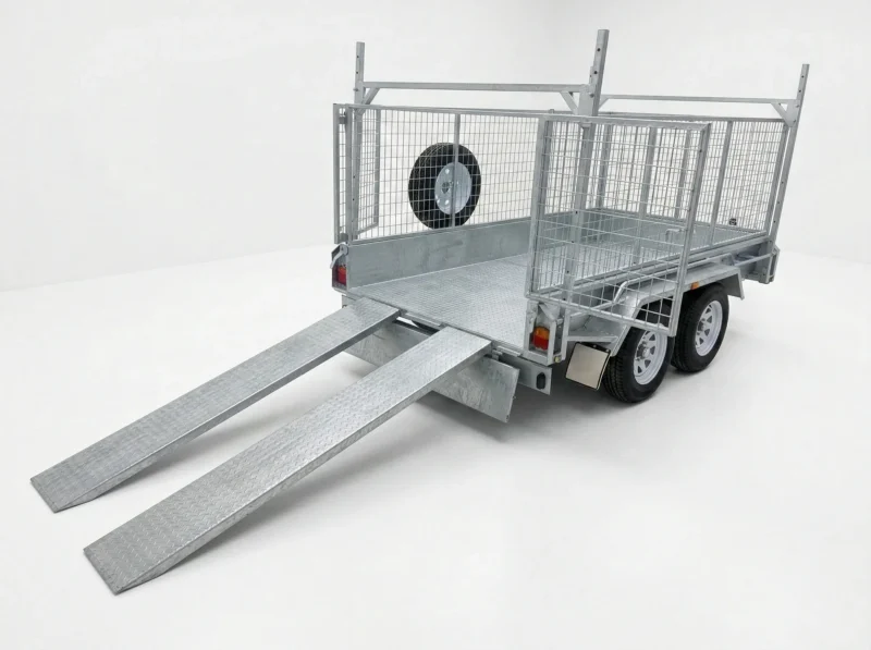 10x5 Tandem Axle Galvanised Cage Trailer for Sale with Ladder Racks and ...